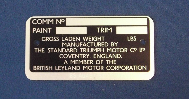 EARLY TR6 USA COMMISION PLATE – TRGB