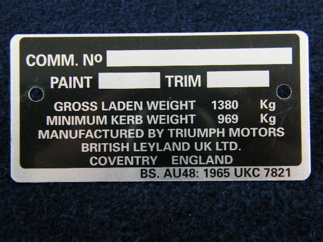 TR6 COMMISSION PLATE CP54501>CR – TRGB
